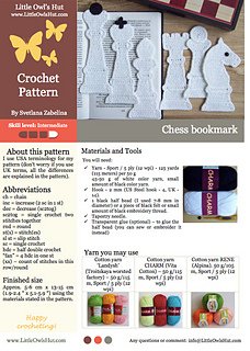 Ravelry: 077 Chess 6 bookmarks pattern by LittleOwlsHut