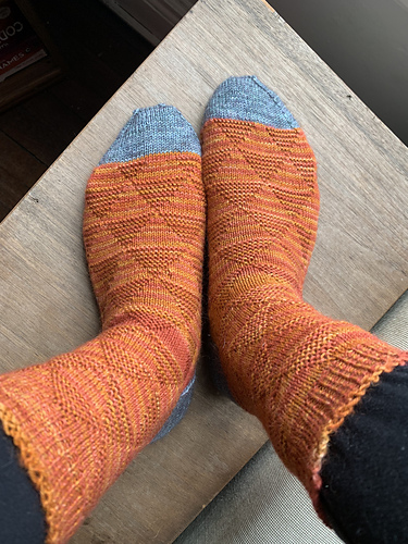 Finally finished some cozy triangle socks! They’ve been keeping my toes ...