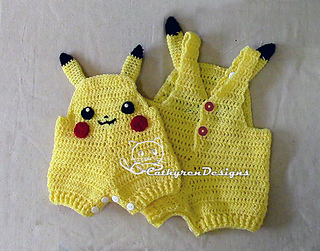 Ravelry: Baby Pokemon Pikachu overalls pattern by Cathy Ren